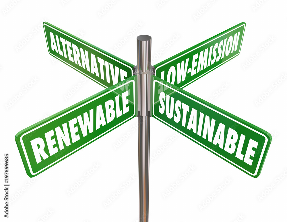 Renewable Sustainable Alternative Low Emission Fuel Signs 3d ...