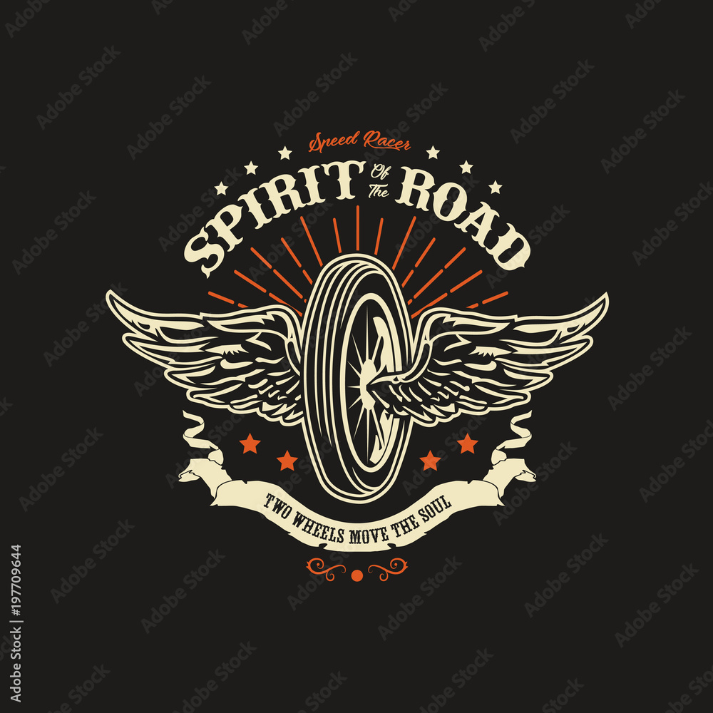 Motorcycle Wing Wheel Illustration Stock Illustration | Adobe Stock