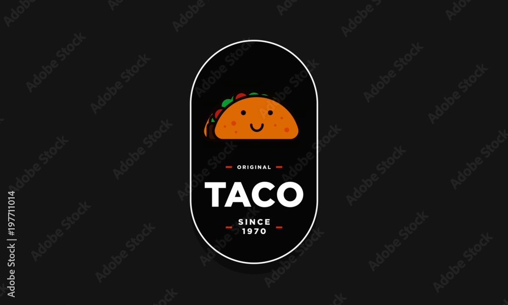 Taco Lettering Logo Label Badge Sticker for Restaurant Mexican Cafe ...