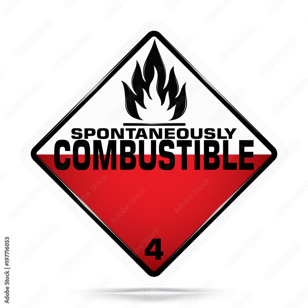 International Spontaneously Combustible Class 4 Symbol,White and red ...