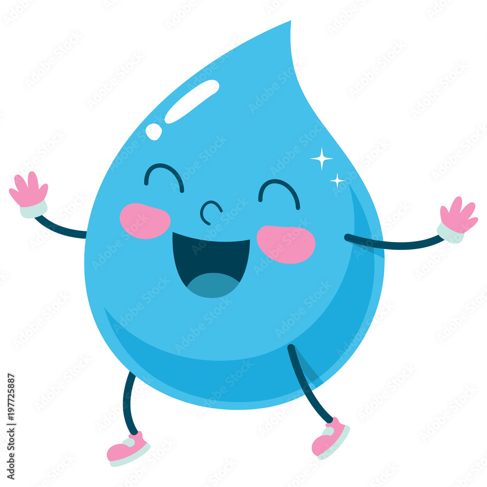 Vector Illustration Of Cartoon Raindrop Stock Vector | Adobe Stock