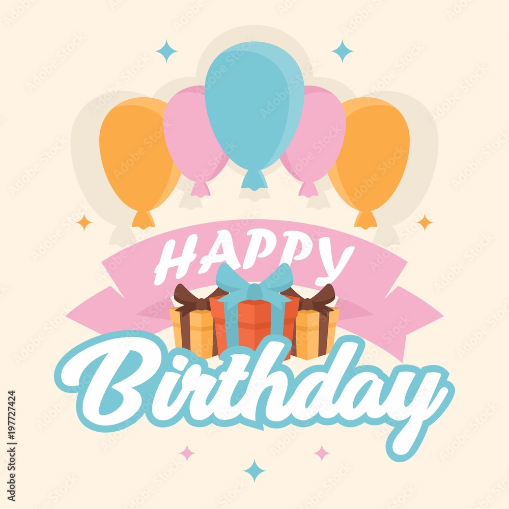 Birthday vector logo icon illustration Stock Vector | Adobe Stock