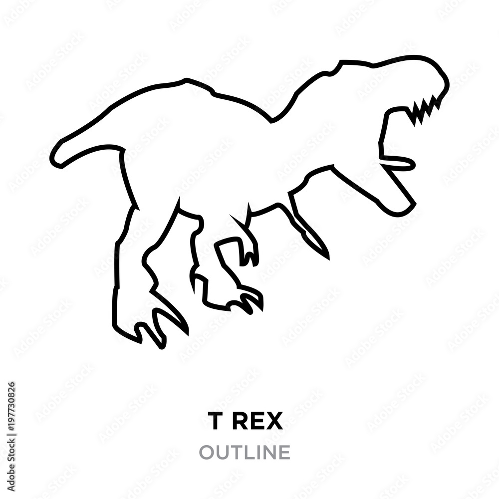 t rex outline on white background, vector illustration Stock Vector ...