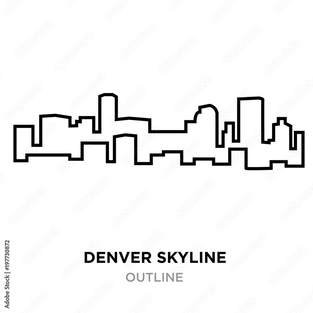 denver skyline outline on white background, vector illustration Stock ...