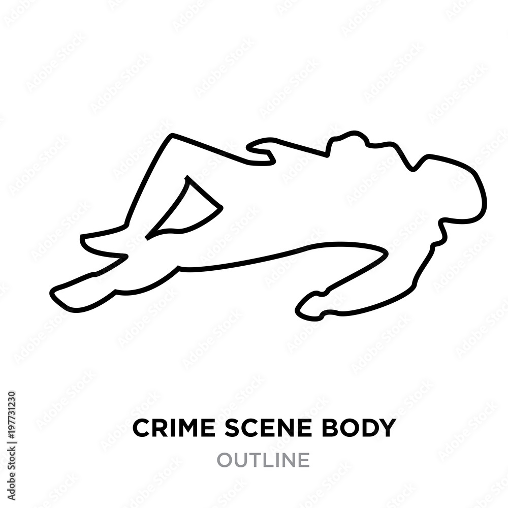 crime scene body outline on white background, vector illustration Stock ...