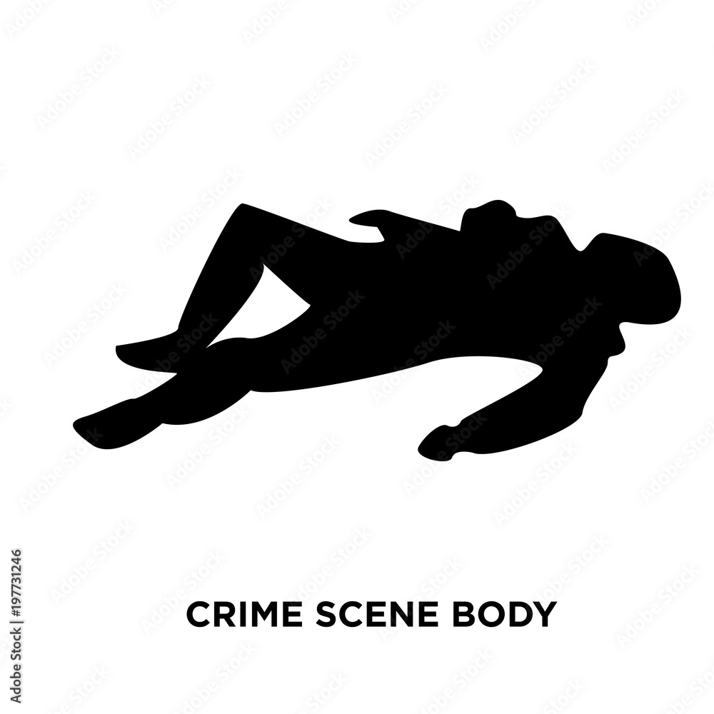crime scene body silhouette on white background, vector illustration ...