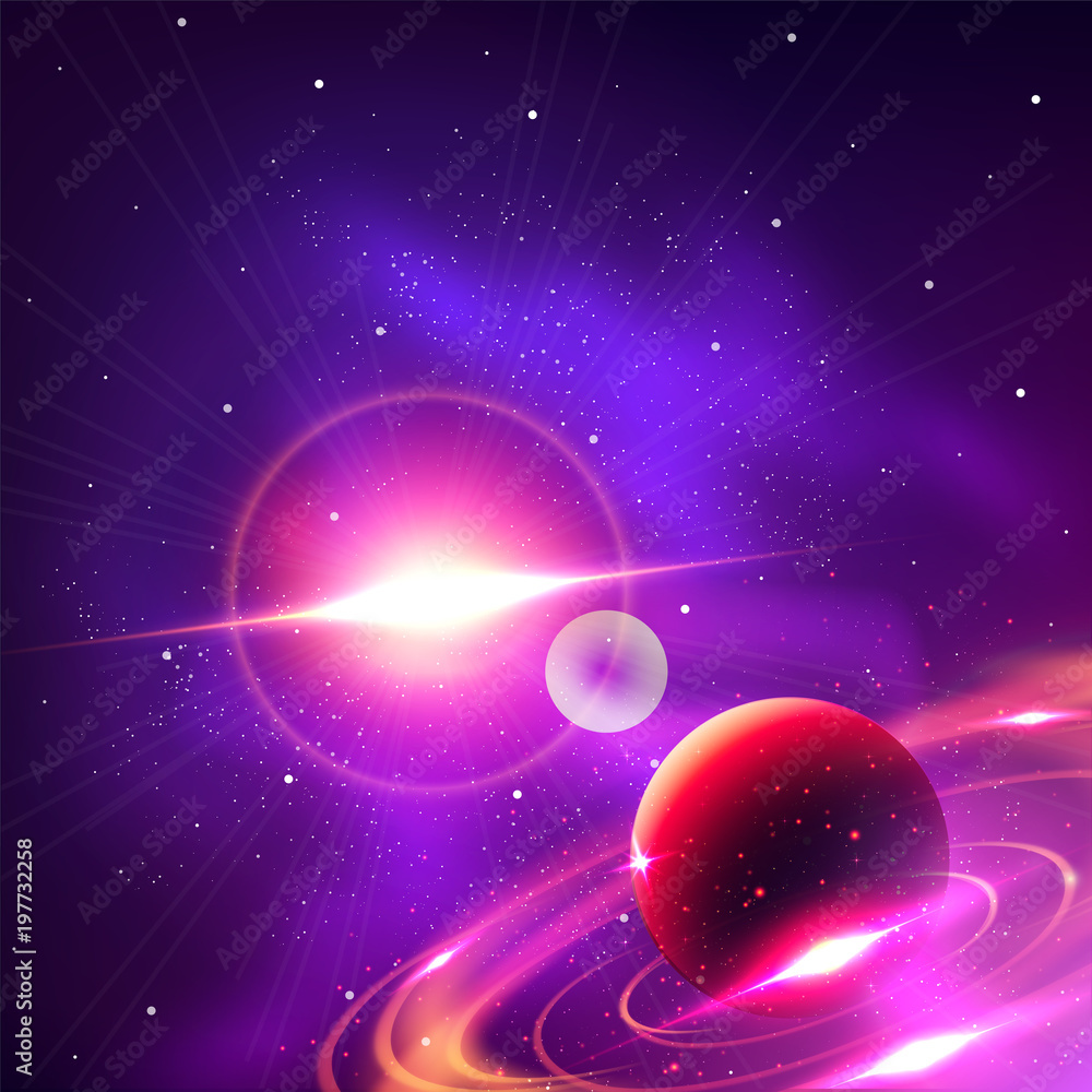 Cosmic galaxy background with nebula, stardust and bright shining stars ...