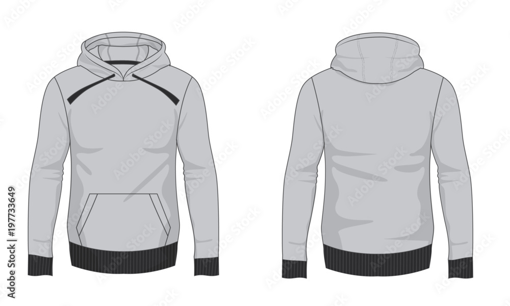 Hoodie Vector Template -Front and Back View Stock Vector | Adobe Stock