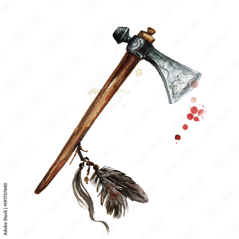 Indian War Hammer. Watercolor Illustration. Stock Illustration | Adobe ...