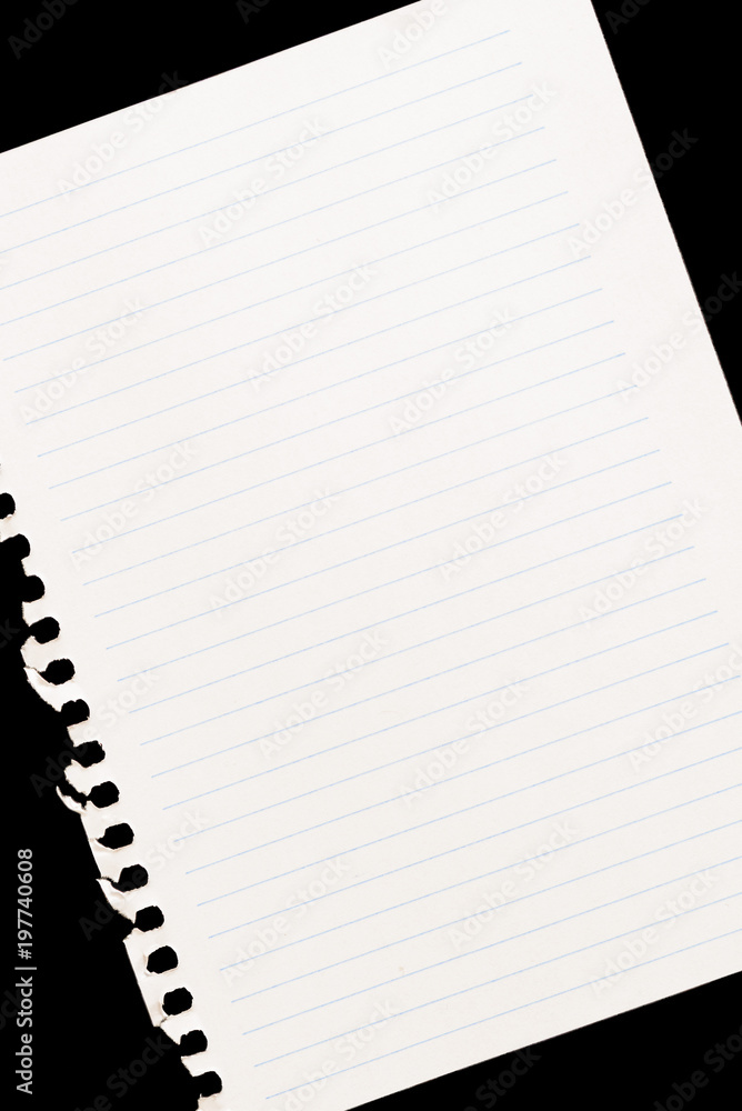 Sheet of notebook to be used as background image in compositions. A ...