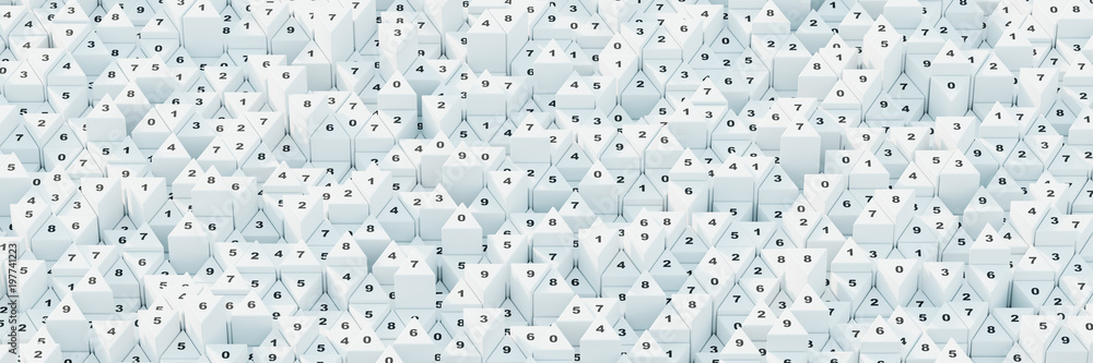 Infinite random numbers 3d rendering, original background, technology ...