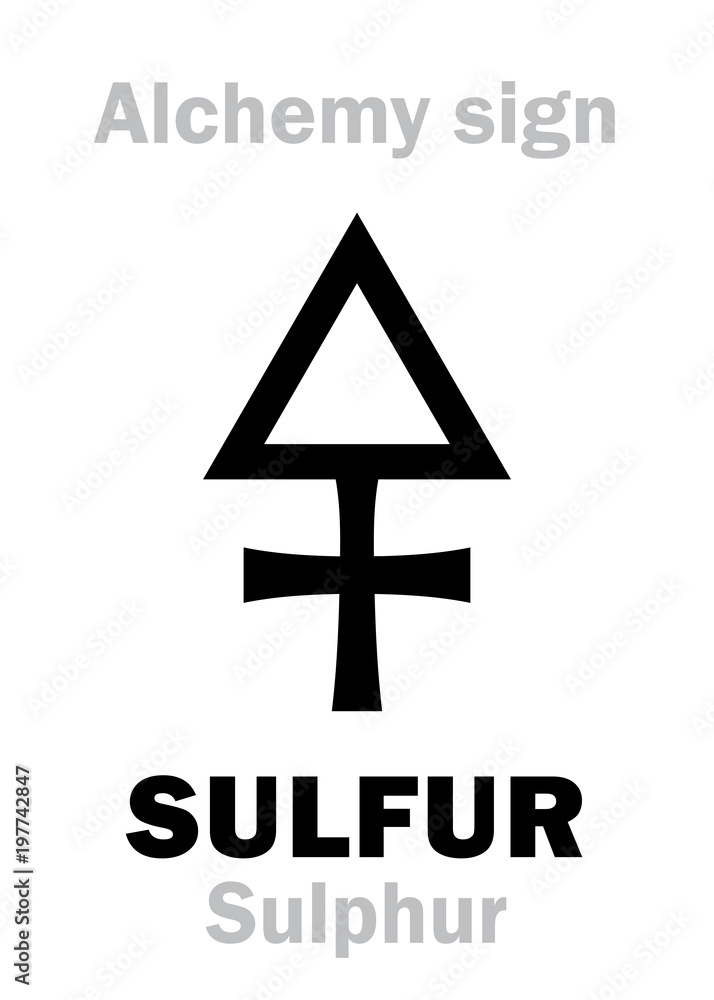 Vettoriale Stock Alchemy Alphabet: SULFUR / BRIMSTONE (Sulphur ...