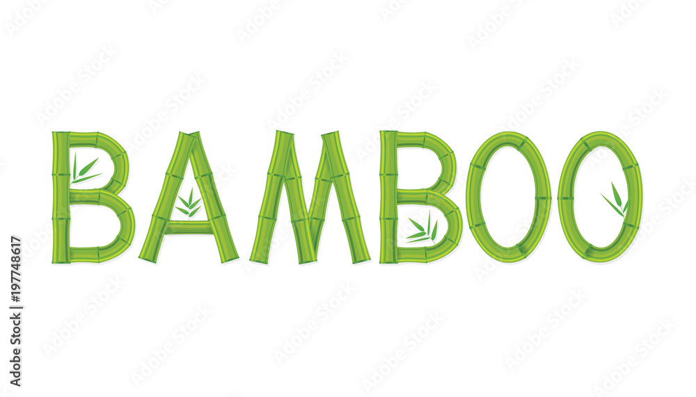 Vector illustration of bamboo text design on white background. Stock ...