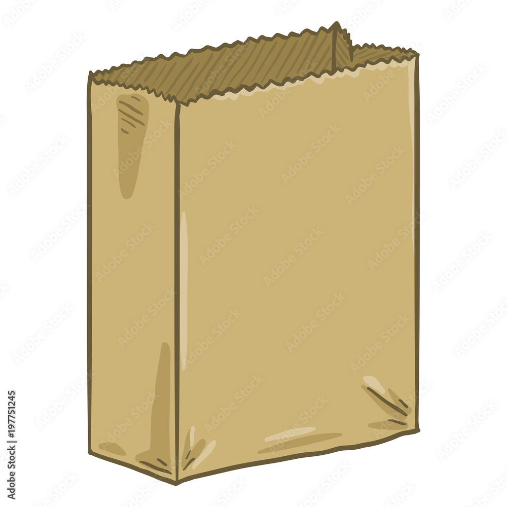 Vector Cartoon Brown Paper Bag Stock Vector | Adobe Stock