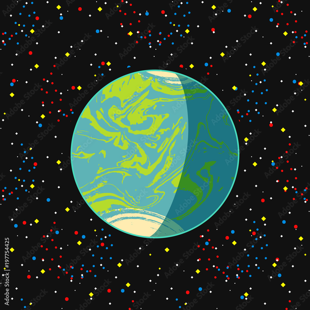 Earth - blue globe terrestrial exo planet on dark space stars ...