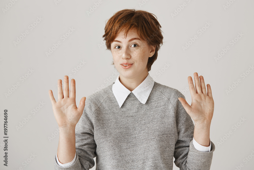 Do not involve me in your drama. Portrait of carefree clueless redhead ...