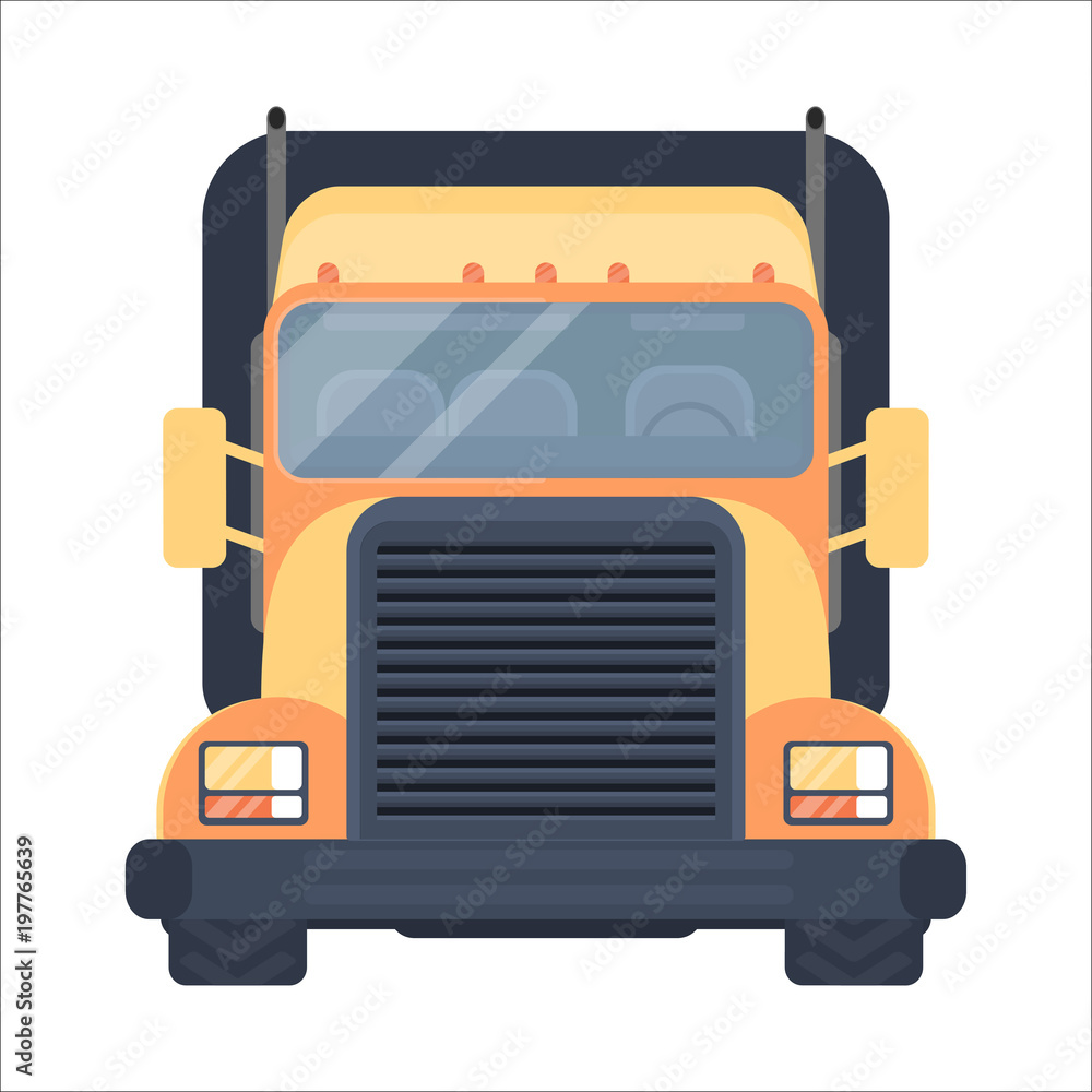 Lorry car front view. Heavy american style truck for transportation ...