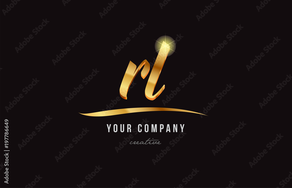 gold alphabet letter rl r l logo combination icon design Stock Vector ...