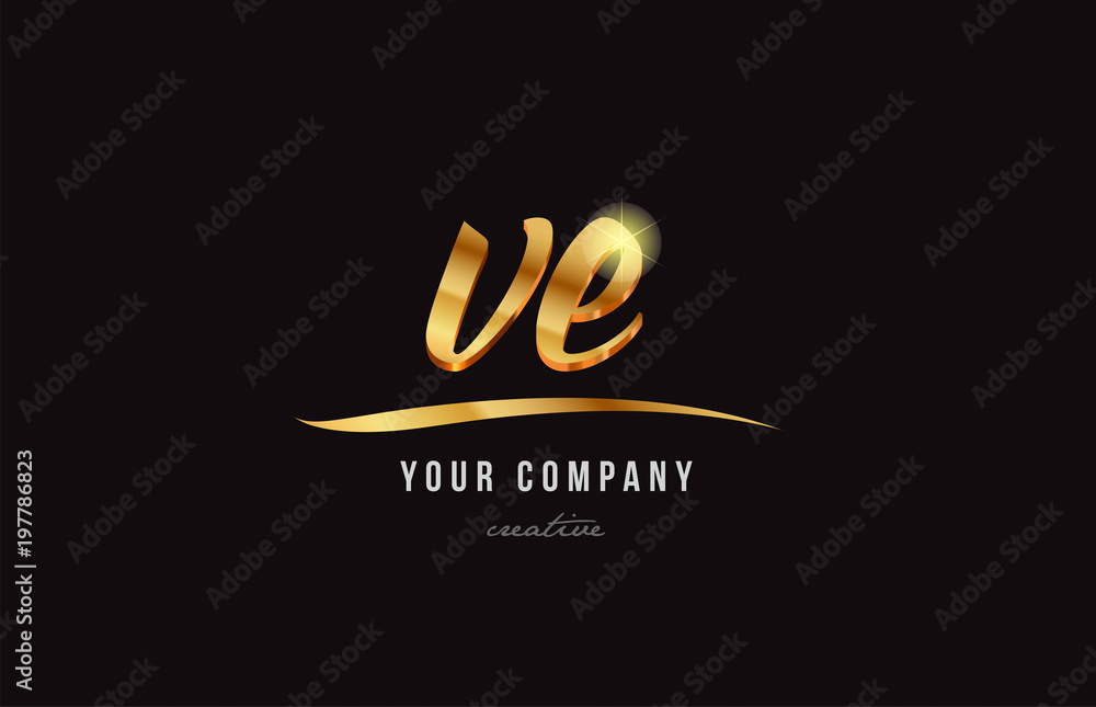 gold alphabet letter ve v e logo combination icon design Stock Vector ...