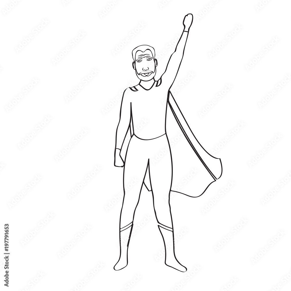 Male superhero cartoon character sketch Stock Vector | Adobe Stock