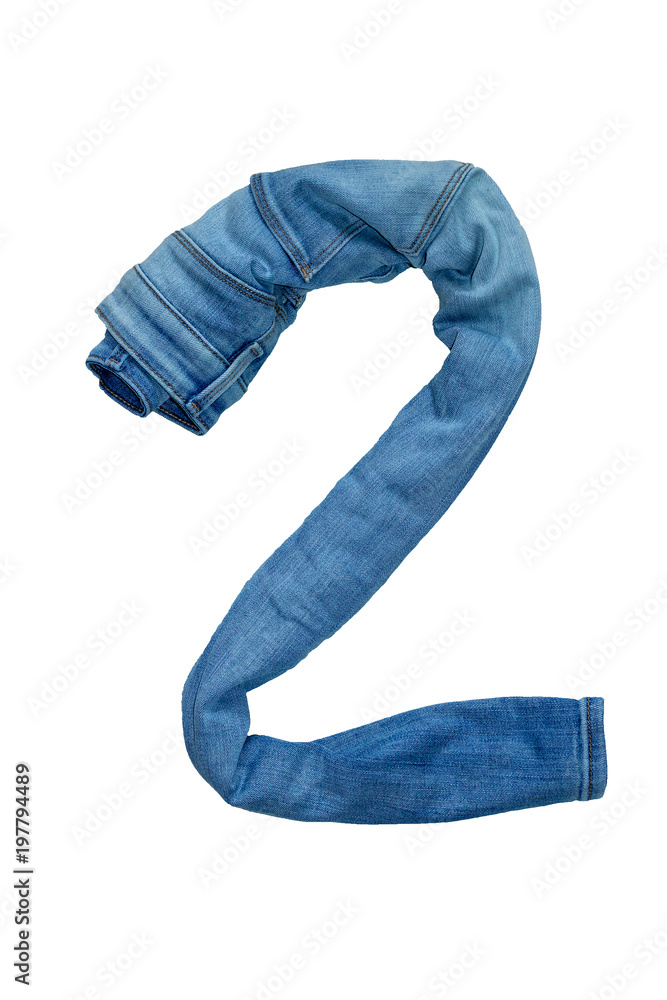 the isolated numbers from 1 to 10 laid out with jeans in different ...