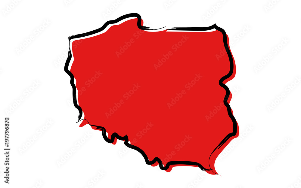 Stylized red sketch map of Poland Stock Vector | Adobe Stock