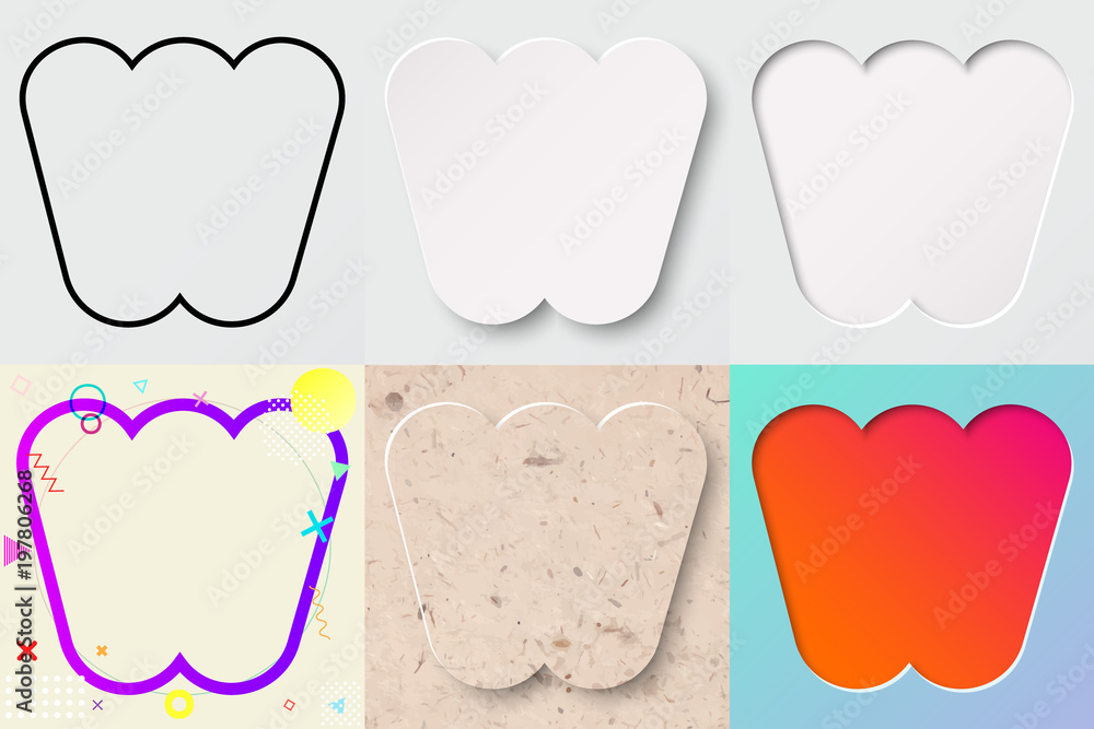 vector illustration set of cute bold rounded letter w with outline, 3d ...