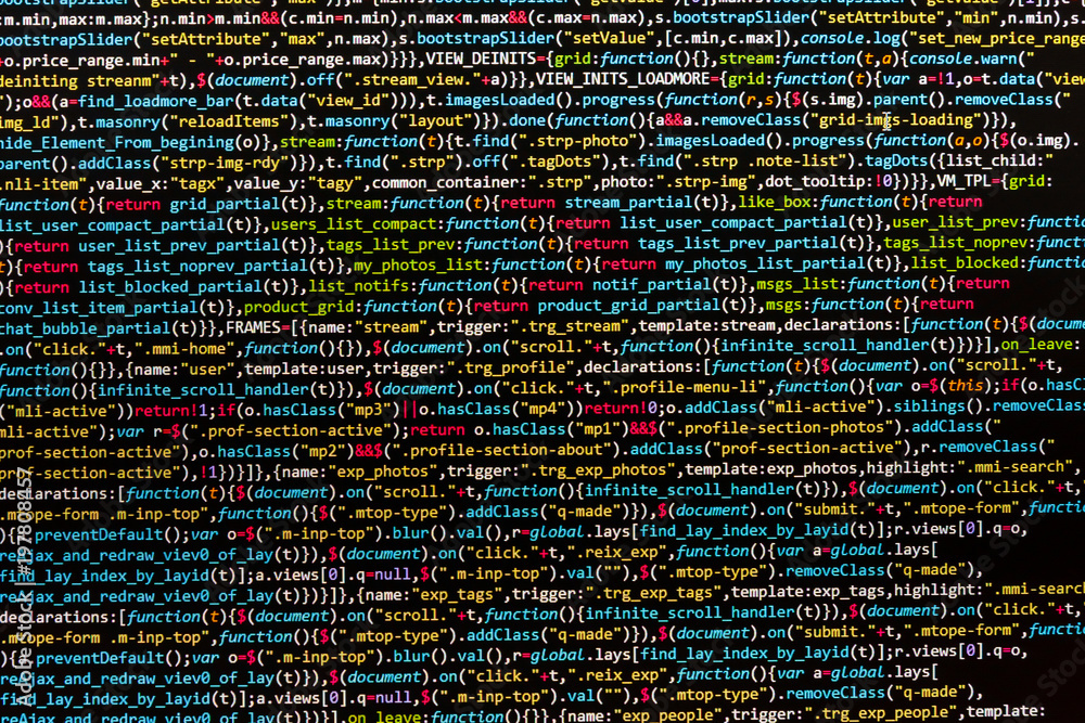Programmer Developer Screen Computer Code Data Source Code Close Up Mobile App Developer