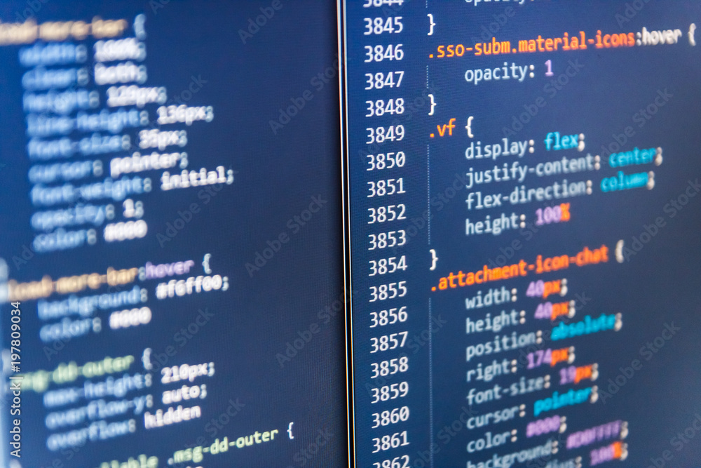 PHP data source file. Monitor closeup of function source code. Project ...