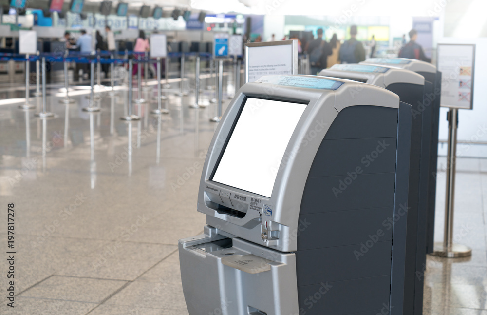 Self service check-in kiosks at International Airport for passenger ...