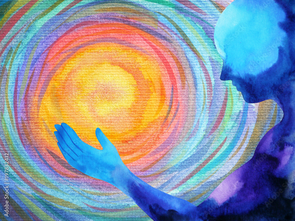 human and spirit powerful energy connect to the universe power abstract ...