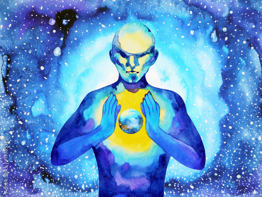 human and spirit powerful energy connect to the world universe power ...