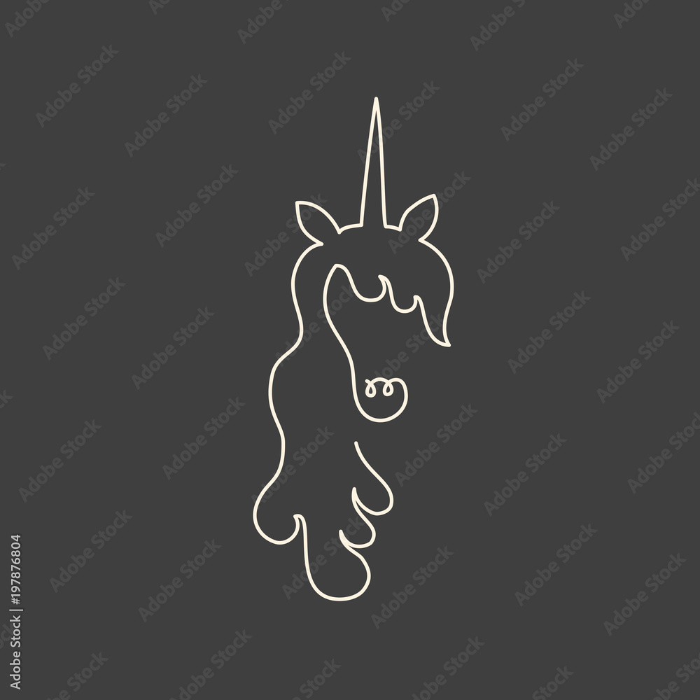 Continuous line art of unicorn head Stock Vector | Adobe Stock