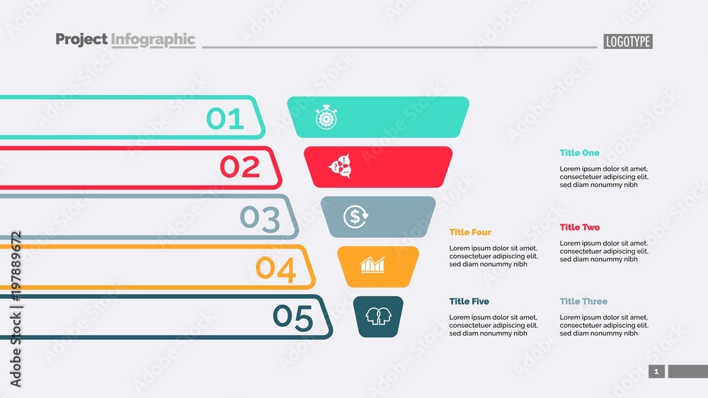 Funnel Chart with Five Steps Template Stock Vector | Adobe Stock