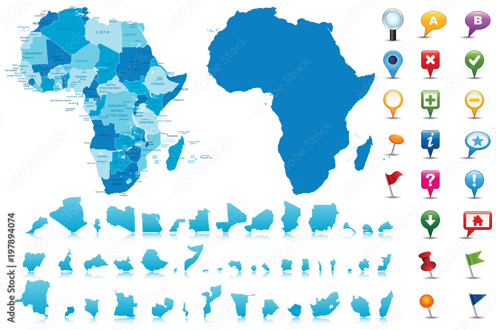 Africa-highly detailed map.All elements are separated in editable ...