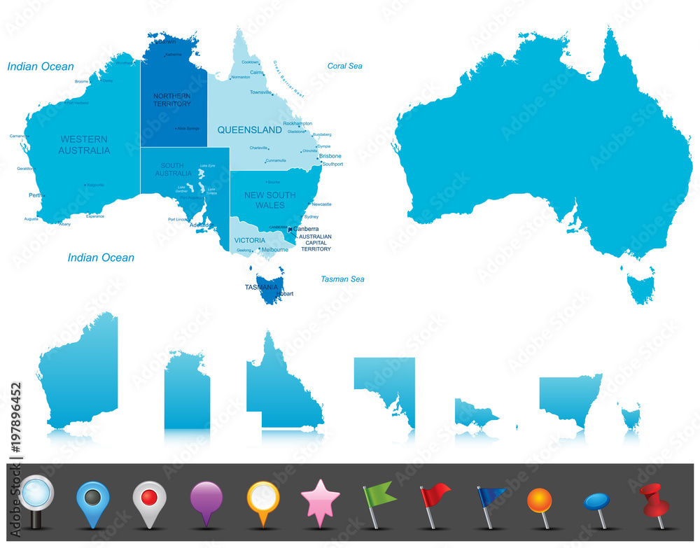 Australia-highly detailed map.All elements are separated in editable ...