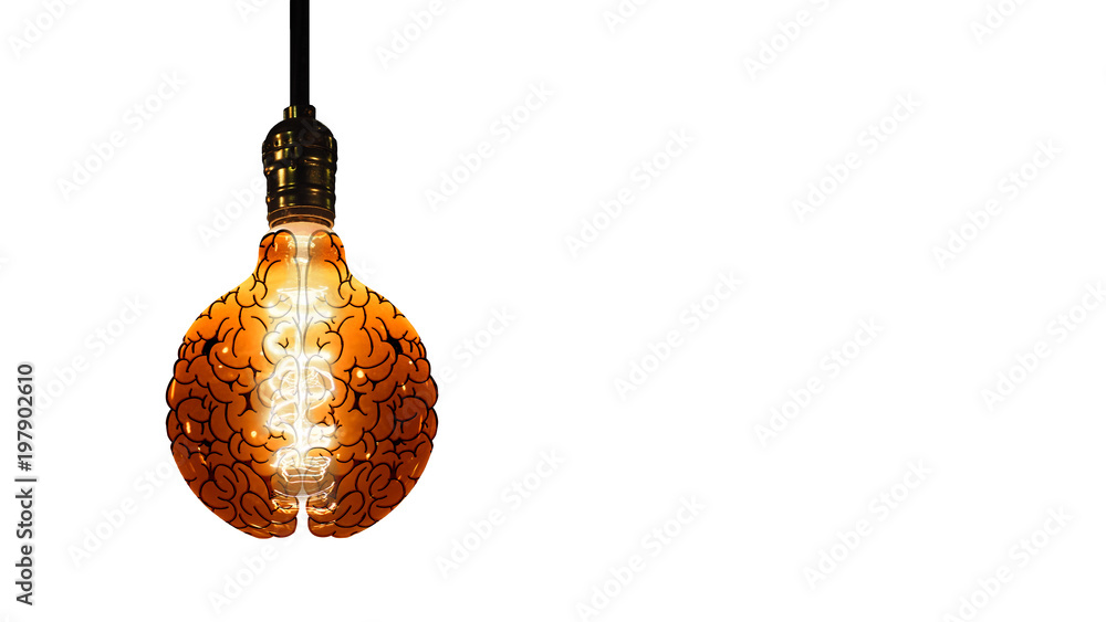 Brain Bright Up Incandescent Lightbulb, The Symbol of Learning ...