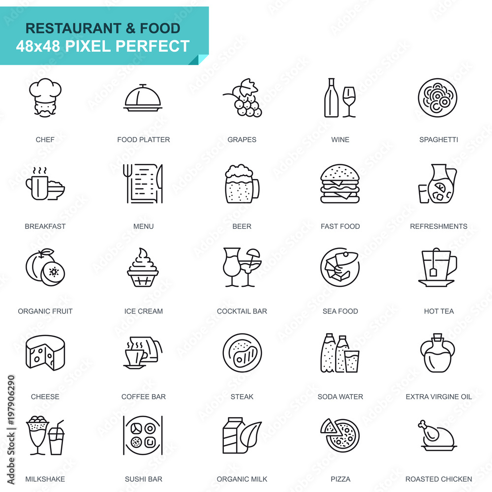 Simple Set Restaurant and Food Line Icons for Website and Mobile Apps ...