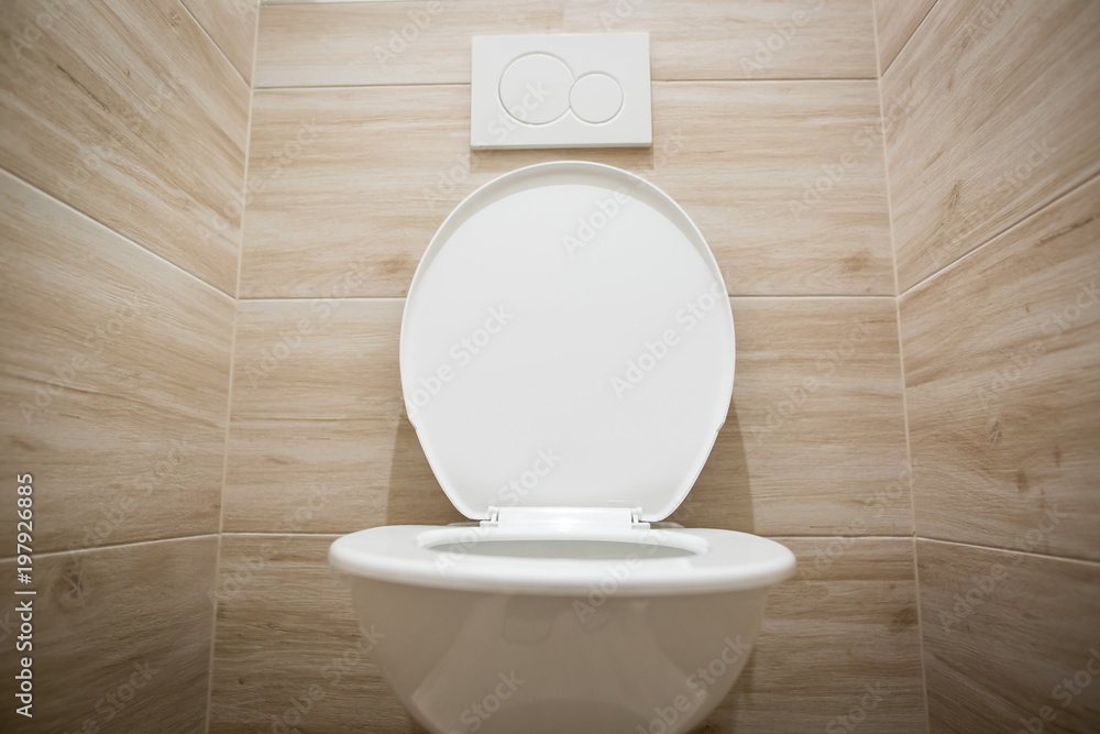Modern, white ceramic toilet / WC with weak and powerful flushing ...