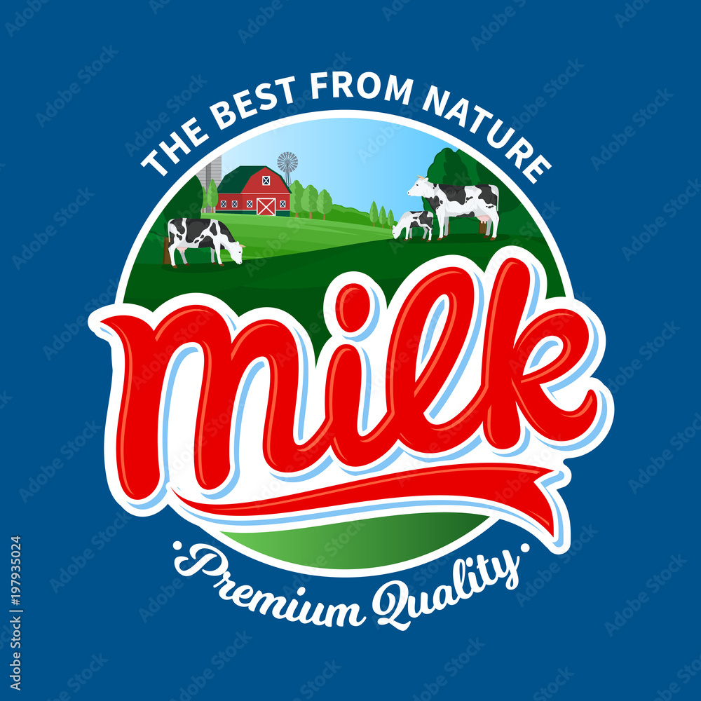 Vector milk logo template Stock Vector | Adobe Stock