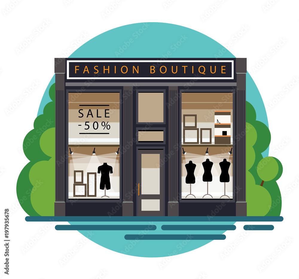 Boutique. Boutique facade. Fashion boutique. Illustration of a fashion ...
