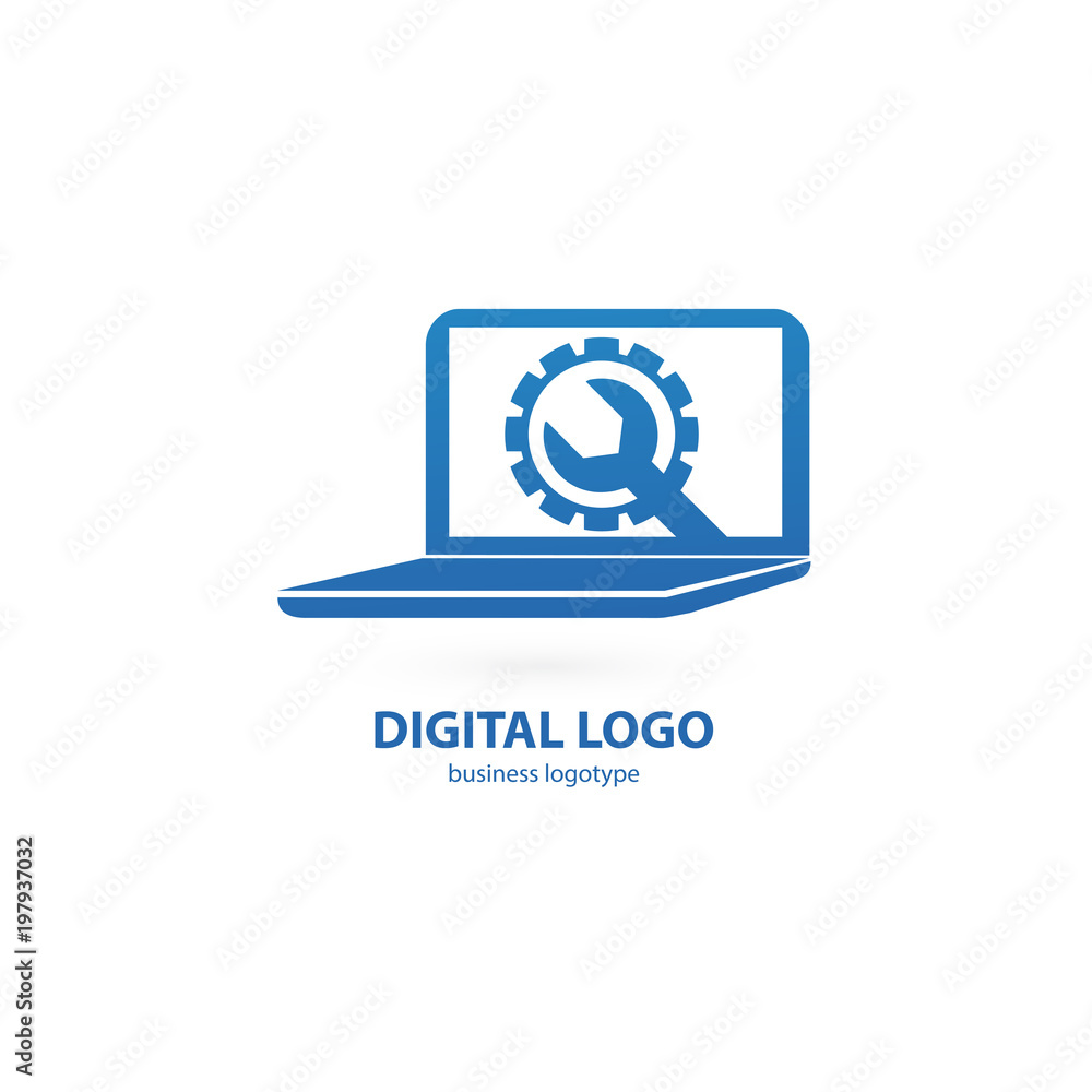Logo design abstract computer repair vector template. Stock Vector ...
