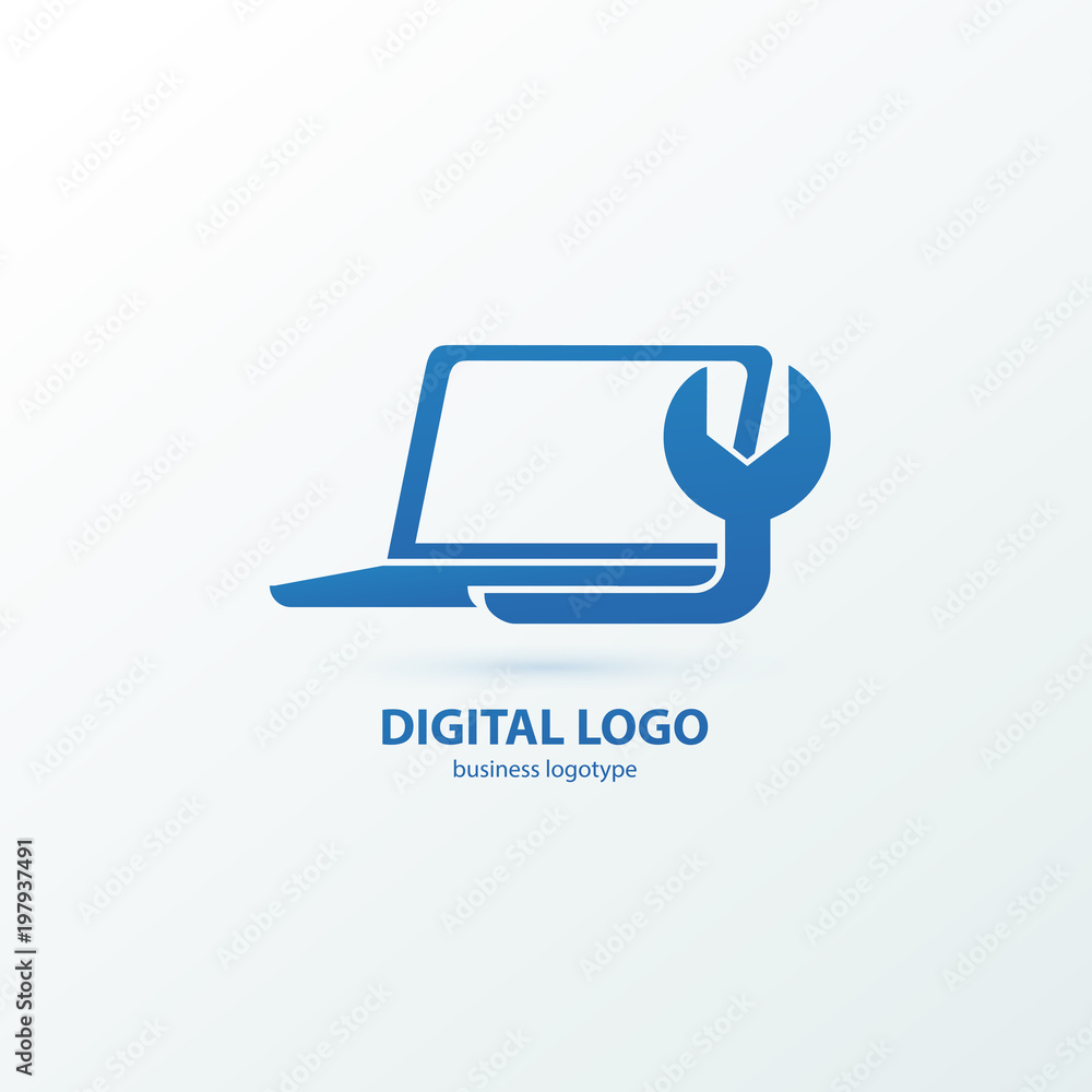 Logo design abstract computer repair vector template. Stock Vector ...