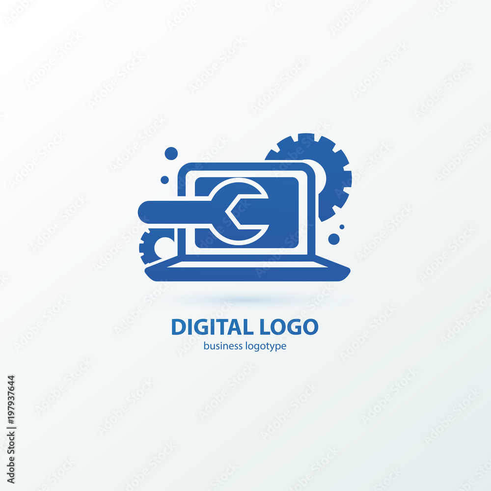 Logo design abstract computer repair vector template. Stock Vector ...