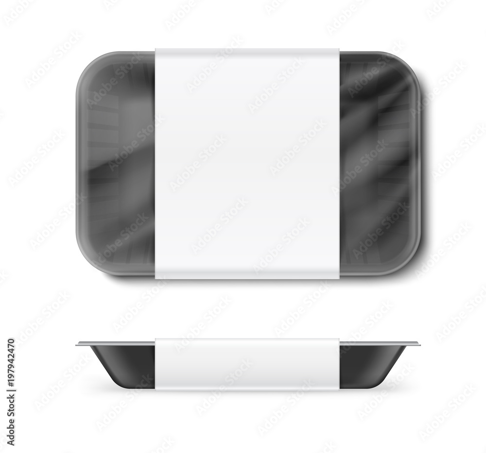 Set of tray container. Vector illustration isolated on white background ...
