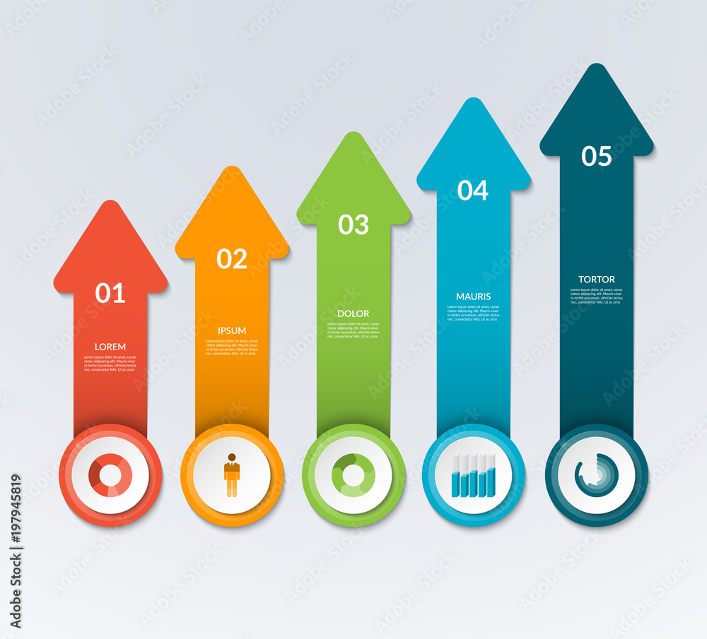 Vector arrows pointing up for infographic graph, diagram, chart ...