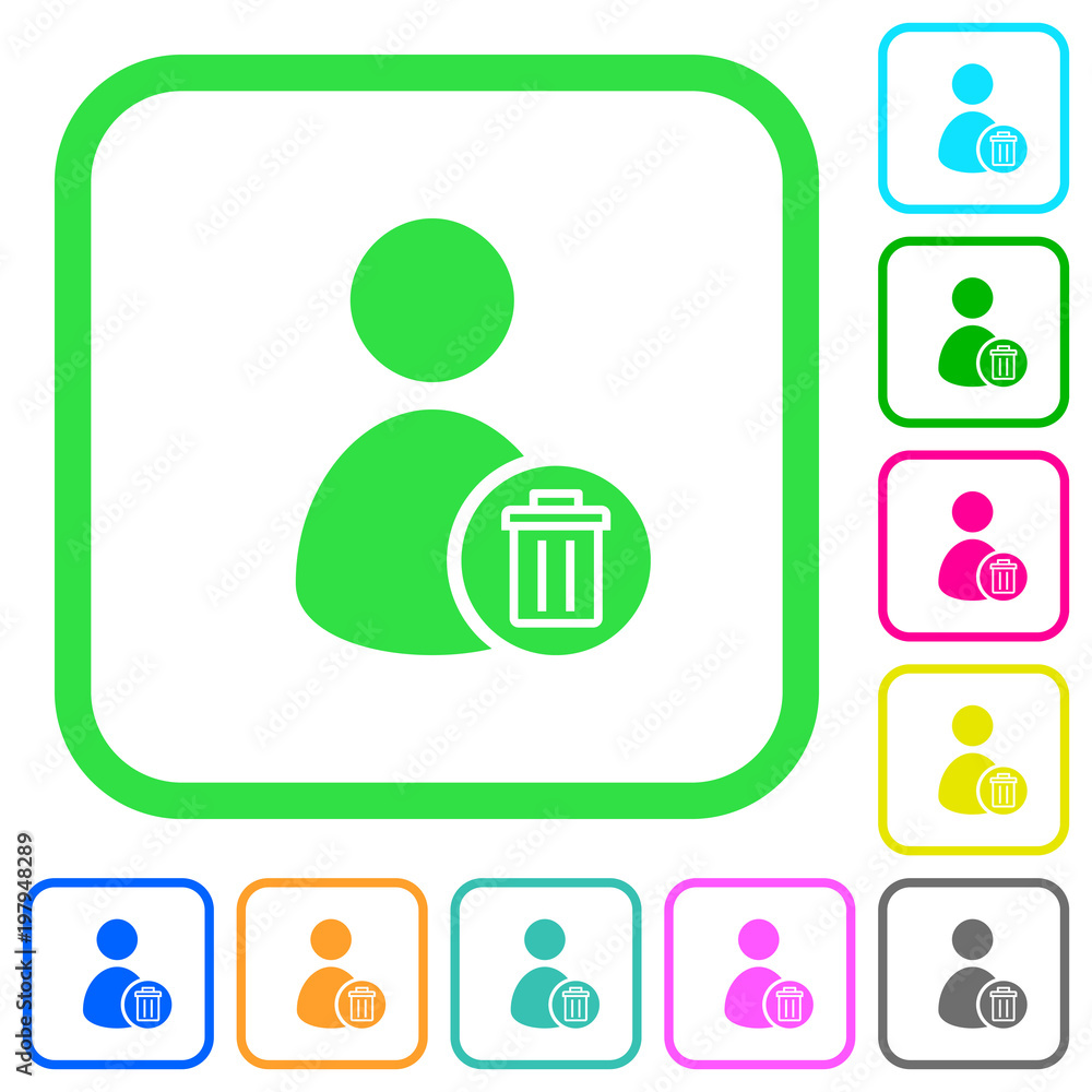 Delete user account vivid colored flat icons Stock Vector | Adobe Stock