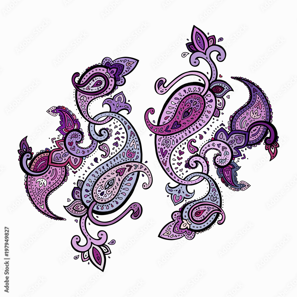 Paisley background. Hand Drawn ornament. Vector illustration Stock ...