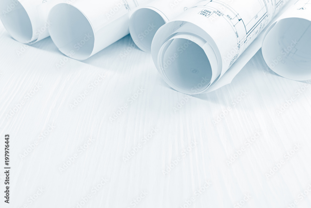 architectural blueprints and house plans. construction background. copy ...