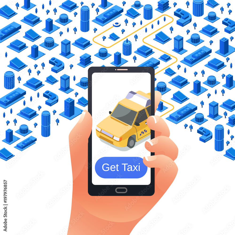 Vector get taxi transportation app application advertising poster ...